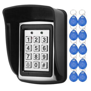 libo waterproof access control keypad proximity rfid controller, suitable for single door entry system, support 1000 users, including 10pcs 125khz rfid keyfobs with rainproof cover