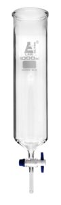 eisco dropping funnel, 1000ml - ptfe key stopcock, open top, cylindrical - ungraduated - borosilicate glass