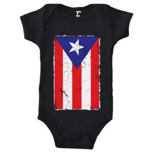 puerto rico - distressed flag strong bodysuit (black, newborn)