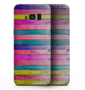 design skinz design skinz vibrant neon colored wood strips full-body wrap decal skin-kit for the galaxy s9 plus