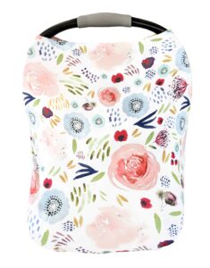 pobi baby car seat covers and nursing cover - soft and stretchy floral pattern (beauty)