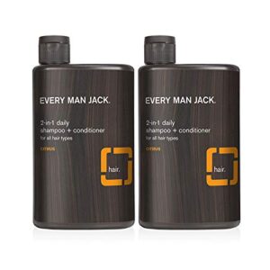 every man jack 13.5 ounce 2-in-1 shampoo + conditioner - citrus (twin pack), 27 fluid ounce