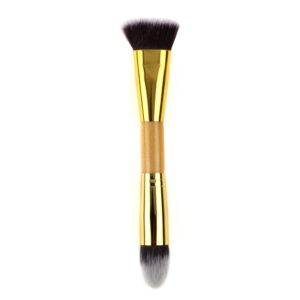 nmkl38 double ended contour highlight makeup brush for cream, powder, foundation, bronzer and concealer blending, contouring and highlighting cosmetics brush - vegan and cruelty free