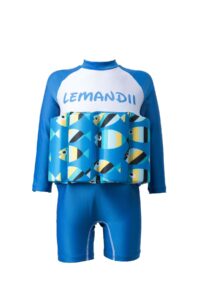 eluckface baby kids floatation suit float one-piece swimwear buoyancy for girls boys 50+blue 2-3years