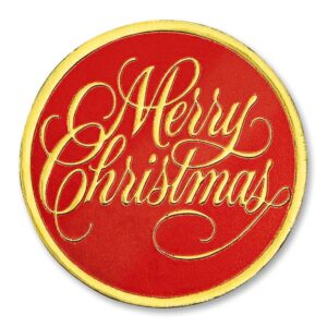 paperdirect merry christmas embossed red foil seals, 48 count