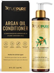 truepure argan oil conditioner (8 oz.) deep conditioner, hair treatment for dry, damaged follicles, split ends | sulfate, paraben, fragrance free | for men & women | made in usa