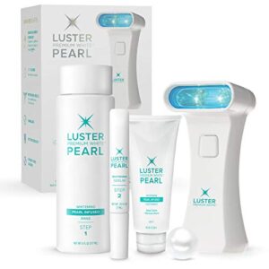 luster premium white pearl infused pro light teeth whitening system - fast whitening kit with light, serum, rinse, toothpaste - 4piece kit