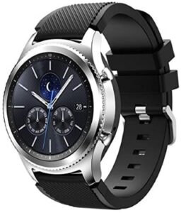 samsung galaxy gear s3 r775 classic smartwatch (bluetooth) (s3 classic black silicone band) (renewed)