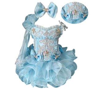 jennifer g011 infant toddler baby newborn little girl's pageant party birthday dress blue (as1, age, 12_months, 18_months)