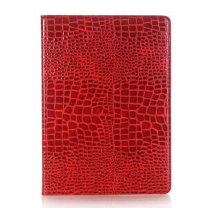 ipad pro 1st 2nd (12.9'') case for women, dmaos crocodile synthetic leather stand folio smart cover, auto sleep/wake, document card holder - red