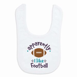 chalktalksports football baby & infant bib | apparently, i like football | soft microfiber bib