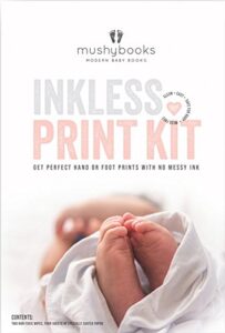 mushybooks inkless print kit - baby hand and footprint maker - keepsake - non-toxic - baby safe