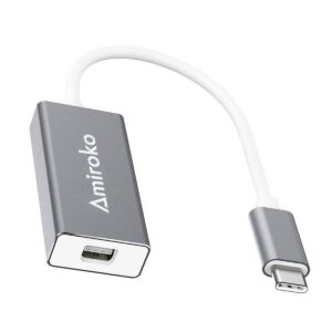 amiroko usb-c to mini displayport adapter, usb 3.1 type c to mini dp adapter support 4k, 1080p for macbook pro, macbook 12", alienware, to led cinema display/dell monitor etc, gray