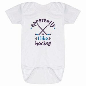 chalktalksports hockey baby & infant one piece | apparently, i like hockey | bodysuit small