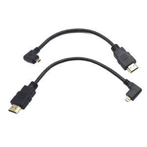 seadream angled micro hdmi to hdmi cable 8inch 90 degree angle micro hdmi male to hdmi male cable connector (2pcs:1pcs left angled+1pcs right angled)