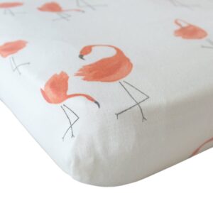 baby fitted crib sheets set muslin, mini portable crib sheet for standard crib and toddler mattresses by vlokup, flamingo