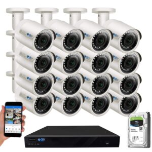 gw security 16 channel 4k nvr 5mp poe audio & video smart ai security camera system - 16 x 5mp 1920p weatherproof bullet cameras, built in microphone, pre-installed 4tb hard drive