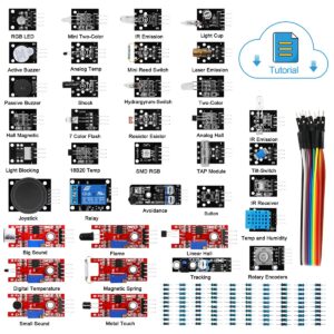 lafvin 37 in 1 sensor module kit for r3 board mega2560 mega328 nano compatible with arduino ide with tutorial