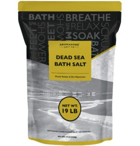 aromasong dead sea salt - spa bath salt - 19 lbs fine grain bulk - 100% pure - better absorbing than epsom salt - soak for women & men for skin issues and to relax tired muscles - resealable pack.