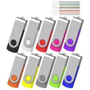 aretop 32gb flash drive, pack of 10 usb drive, portable keychain lanyard thumb drive for date storage, jump drive colorful multipack, usb2.0 usb flash drive 10 pack(10 pack 32gb, mix-colors)