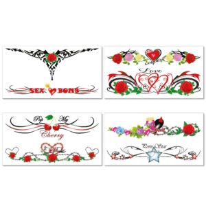 8 extra large sexy naughty temporary tattoos for women ladies - adult fun for lower back legs arms stomach