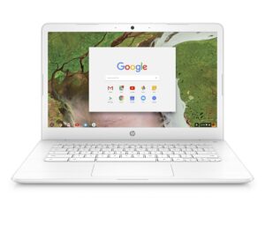 hp 14in celeron n3350 4gb sdram 32gb emmc chromebook snow white (renewed)