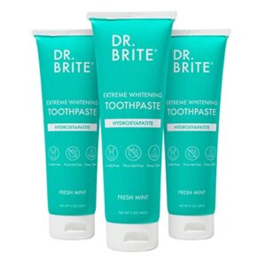 dr. brite whitening hydroxyapatite toothpaste, fluoride and sulfate free, doctor formulated with plant-based ingredients, mint, 5 oz - 3 pack