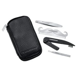 tweezerman g.e.a.r. travel essential grooming tools kit, black