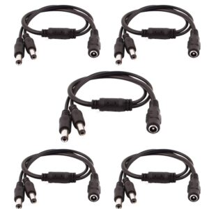 ushanlin dc power splitter security camera power splitter 12v cctv power cable (1 female to 2 male 5.5mm x 2.1mm, 5pack)