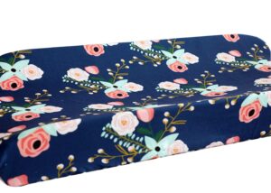 baby girl crib bedding floral changing pad cover (navy floral)