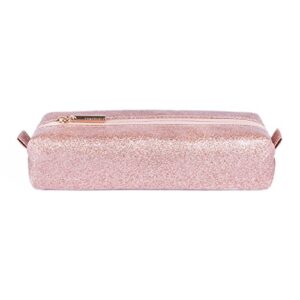 comfyable small cosmetic bag for rectangular makeup bag waterproof glitter cute toiletry pouch rose gold sparkly shiny pink