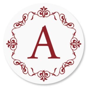 personalized ornate initial envelope seals - set of 144 self-adhesive, flat-sheet, 1-1/2" sticker seals, by colorful images