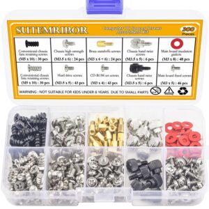 sutemribor 300pcs personal computer screw standoffs set kit for hard drive computer case motherboard fan power graphics