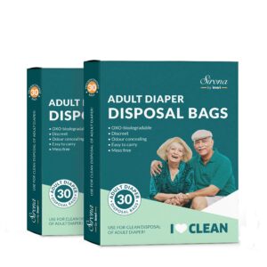 sirona adult diaper waste bags, 60 count, 12.5 x 15 inch, oxo-biodegradable, discreet, environment friendly, odor lock, tamper proof