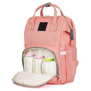 diaper bag multi-function waterproof travel backpack nappy bags large capacity stylish and durable for baby care. (orange pink)