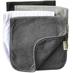 arnzion burp cloths for babies, grey black and white set, 20 by 10 inches 6 layers, cotton