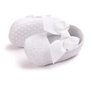 baby girls princess bowknot soft sole cloth crib shoes sneaker white, 0-3 months