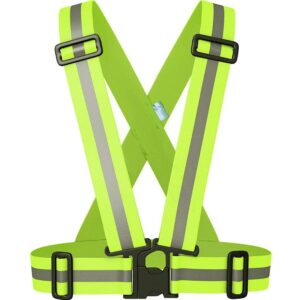 shinecailife extra wide/big high visibility safety reflective vest,2" wide strap,0.8" wide reflective strip,adjustable,elastic for safety running,construction,cycling,walking,size 4-22(s-2xl)