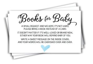 all ewired up 50 blue watercolor heart baby shower book insert request cards (50-cards)