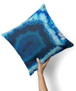 iirov summer design ink-fuzed decorative throw pillow - vivid blue agate crystal