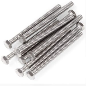 10pcs m8 hex bolt, stainless steel m8-1.25 x 100mm hex head screw bolts, a2-70(304) fully threaded hex tap bolts