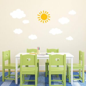 decowall dwg-707wy sun and clouds graphic kids wall stickers wall decals window stickers peel and stick wall stickers for kids nursery bedroom living room (white_707wy)