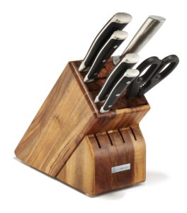 wusthof seven acacia 7-piece german knife classic ikon block set, black