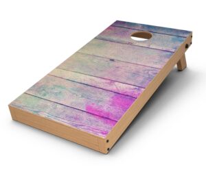 design skinz wood skin set for cornhole (skin only) - pink & blue grunge wood planks