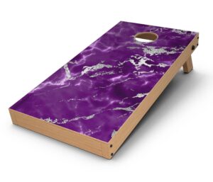 design skinz marble skin set for cornhole (skin only) - purple marble & digital silver foil v2