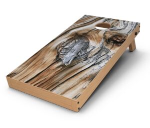 design skinz wood skin set for cornhole (skin only) - raw aged knobby wood