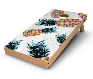 design skinz summer tropical skin set for cornhole (skin only) - retro summer pineapple v3