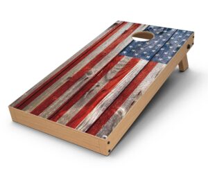 design skinz wood skin set for cornhole (skin only) - wooden grungy american flag