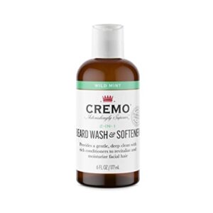 cremo wild mint beard and face wash, specifically designed to clean coarse facial hair, 6 fluid oz (pack of 1)