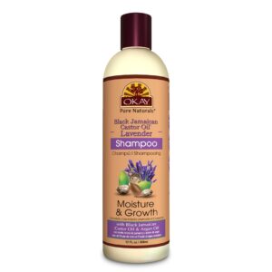 okay | black jamaican castor oil & lavender shampoo | for all hair types & textures | moisturize, strengthen & regrow hair | with argan oil | free of paraben, silicone, sulfate | 12 oz